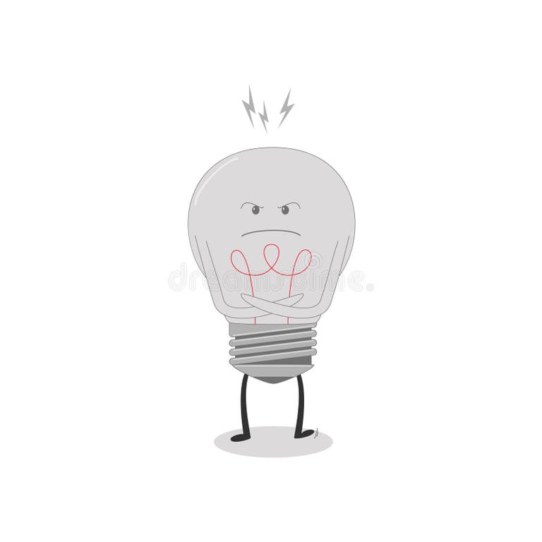 Angry Bulb Light Idea on White Background. Vector Illustration. Stock ...