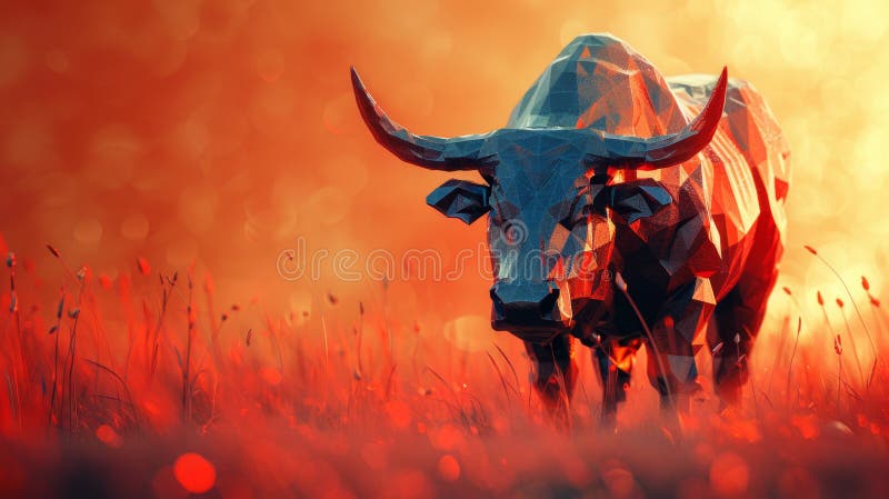 An Angry Bull on an Abstract Colorful Background. Illustration Stock ...