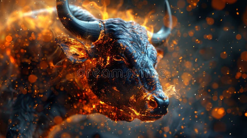 An Angry Bull on an Abstract Colorful Background. Illustration Stock ...