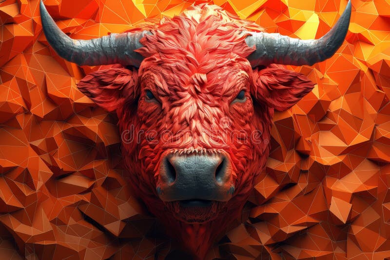 An Angry Bull on an Abstract Colorful Background. Illustration Stock ...