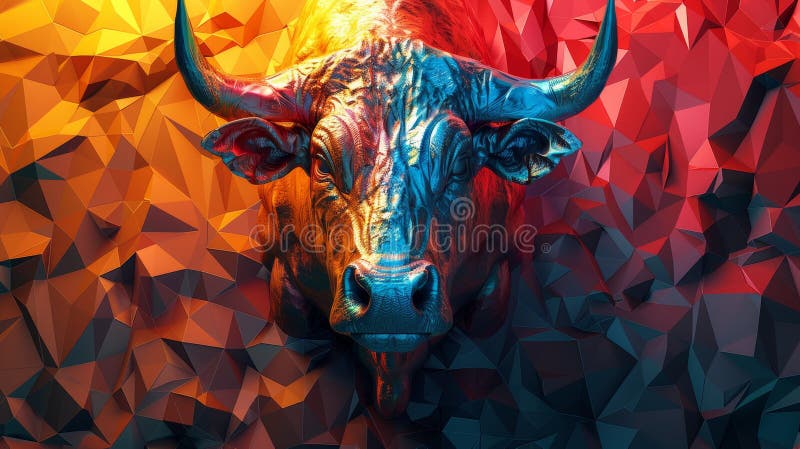 An Angry Bull on an Abstract Colorful Background. Illustration Stock ...