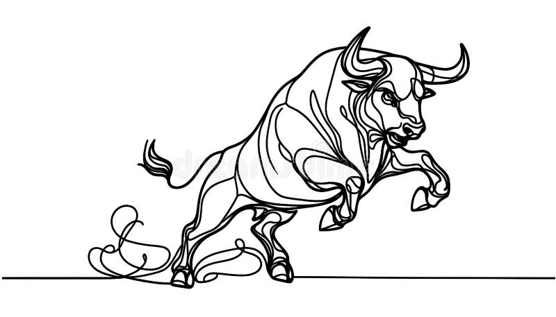 Fierce Bull Charging: Line Art Illustration for Sports and Marketing ...