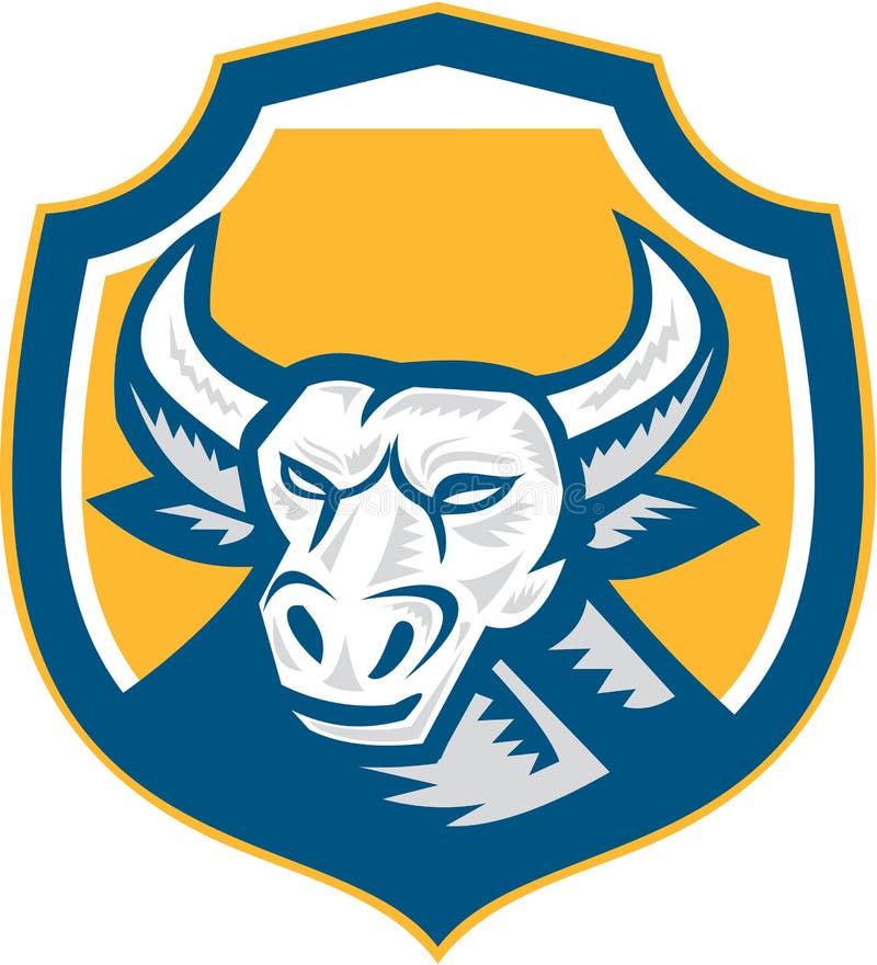 Angry Bull Head Shield Retro Stock Illustration - Illustration of ...