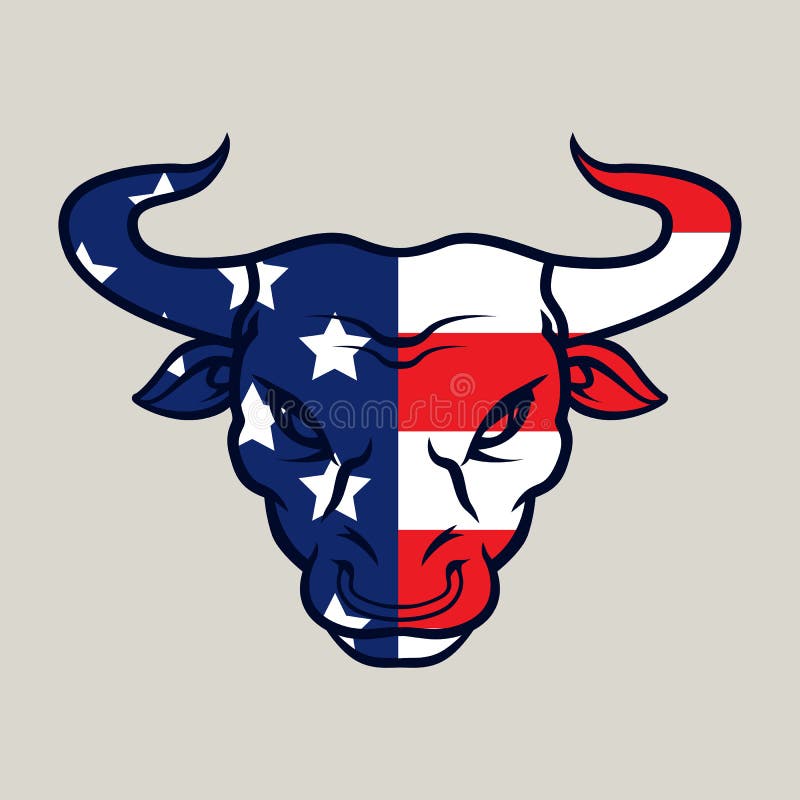 Angry Bull, Logo, Symbol American Flag Stock Vector - Illustration of ...