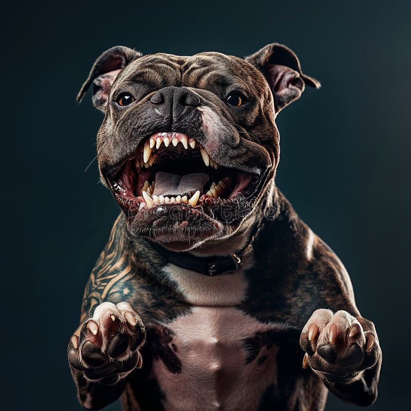 Angry Bulldog Showing Its Teeth in Fierce Expression. Ai Generative ...