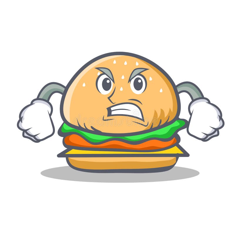 Angry Burger Character Fast Food Stock Vector - Illustration of ...