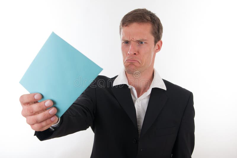 Angry Business Man with a Blue Letter in His Hand Stock Photo - Image ...