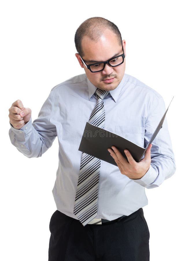 Angry Business Man Look at Report Stock Photo - Image of middle, asian ...