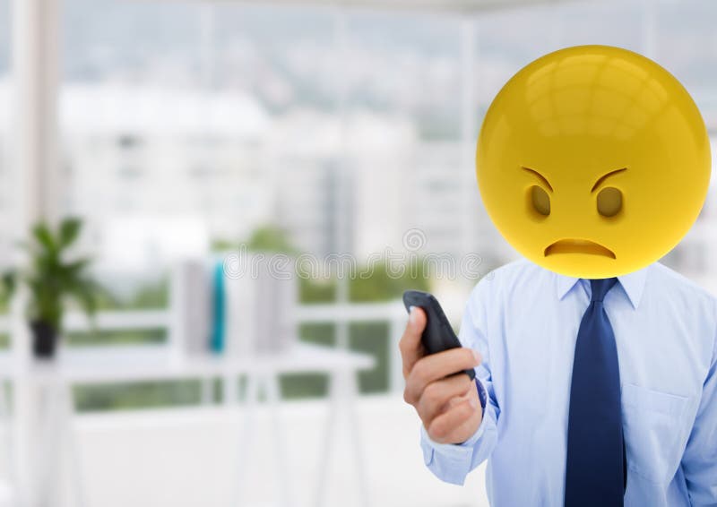 Angry Business Man because a Message. Emoji Face Stock Illustration ...