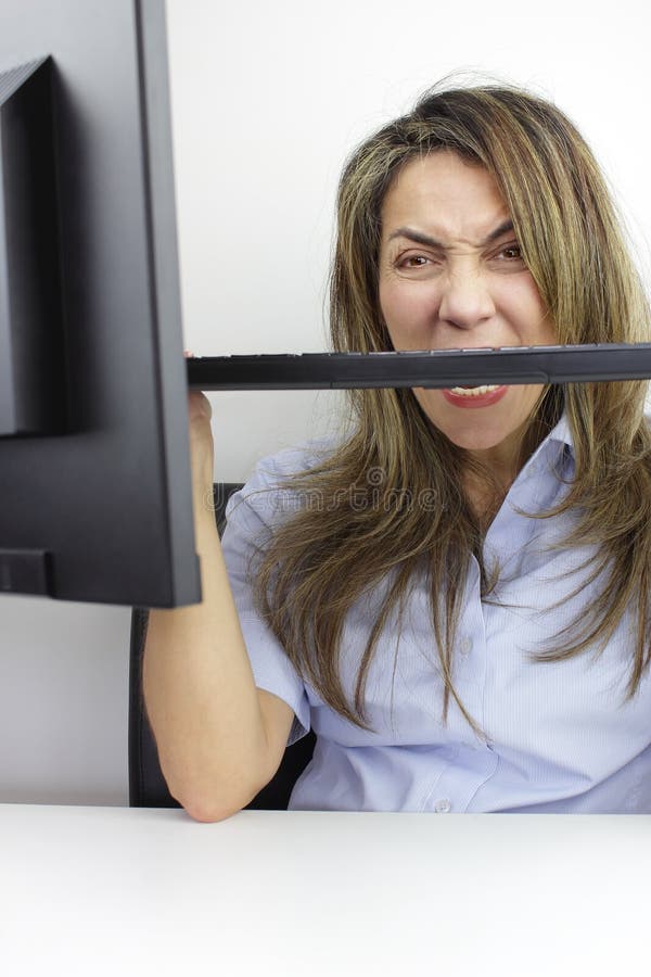 Angry Business Woman Biting Laptop Stock Photos - Free & Royalty-Free ...