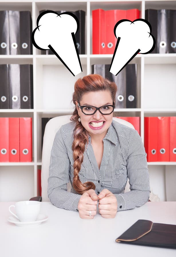 Angry Business Woman Boss in Office Stock Image - Image of screaming ...