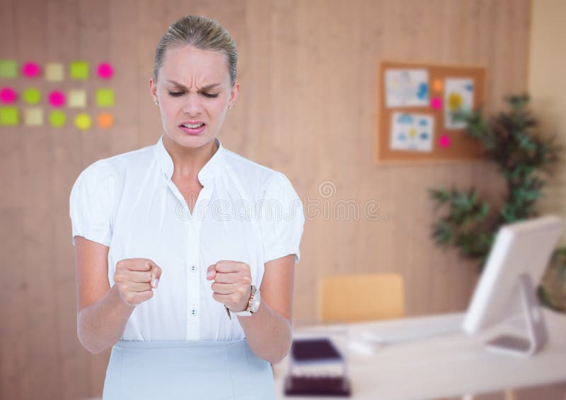 Angry Business Woman in Her Office Stock Image - Image of angry ...