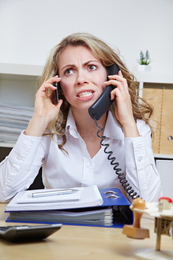 Overworked receptionist stock photo. Image of agent, overloaded - 26498126