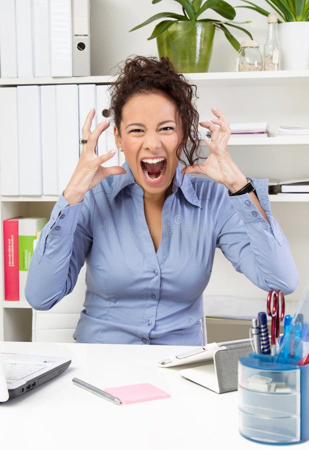 Angry Business Woman Stomping Out The Competition Stock Photo - Image ...