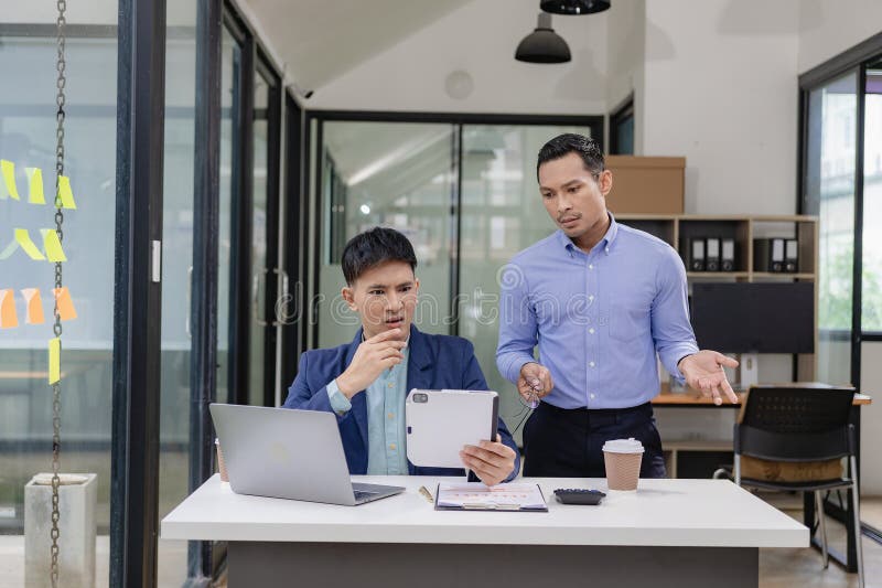 Angry Businessman Arguing with Businessman about Document Failure at ...