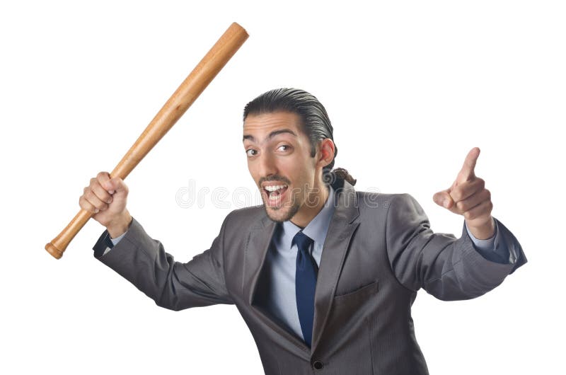 Angry Man with Baseball Bat Stock Photo - Image of hooligan, isolated ...