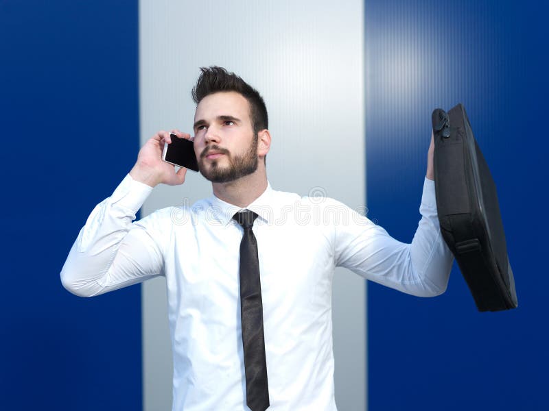 Angry Businessman at the Cell Phone Stock Photo - Image of desperate ...