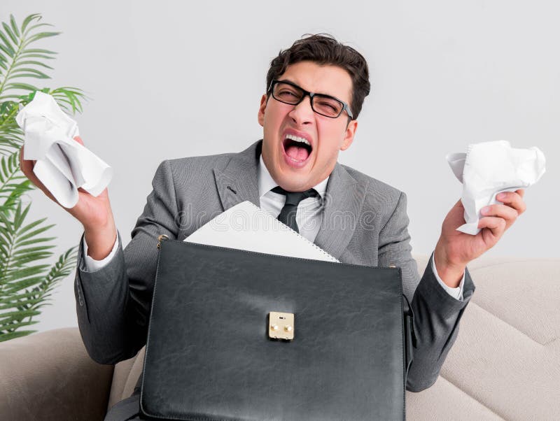Angry Businessman with Crumbled Paper Stock Image - Image of delay ...
