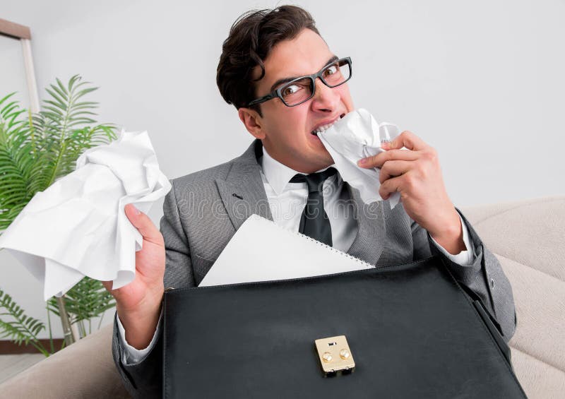 Angry Businessman with Crumbled Paper Stock Photo - Image of business ...