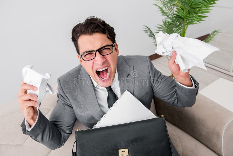 The Angry Businessman with Crumbled Paper Stock Image - Image of ...