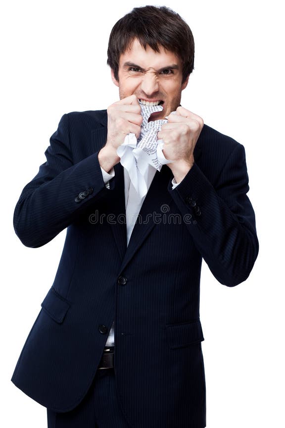 Angry Businessman with Document Stock Photo - Image of casual, approved ...