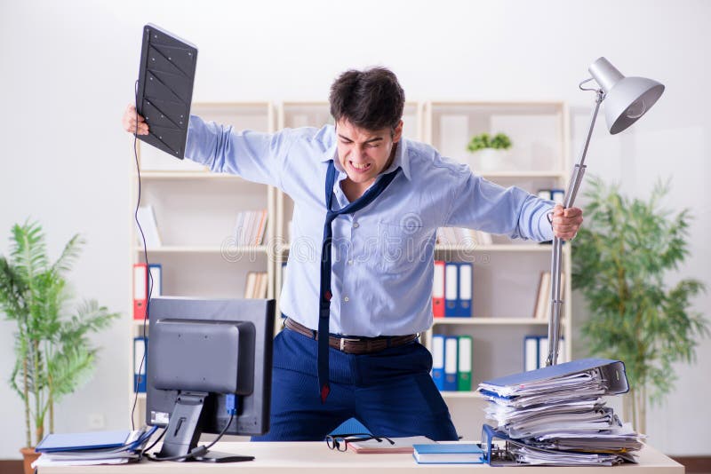 The Angry Businessman Frustrated with Too Much Work Stock Photo - Image ...