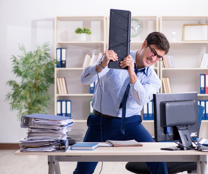 Angry Businessman Frustrated with Too Much Work Stock Image - Image of ...