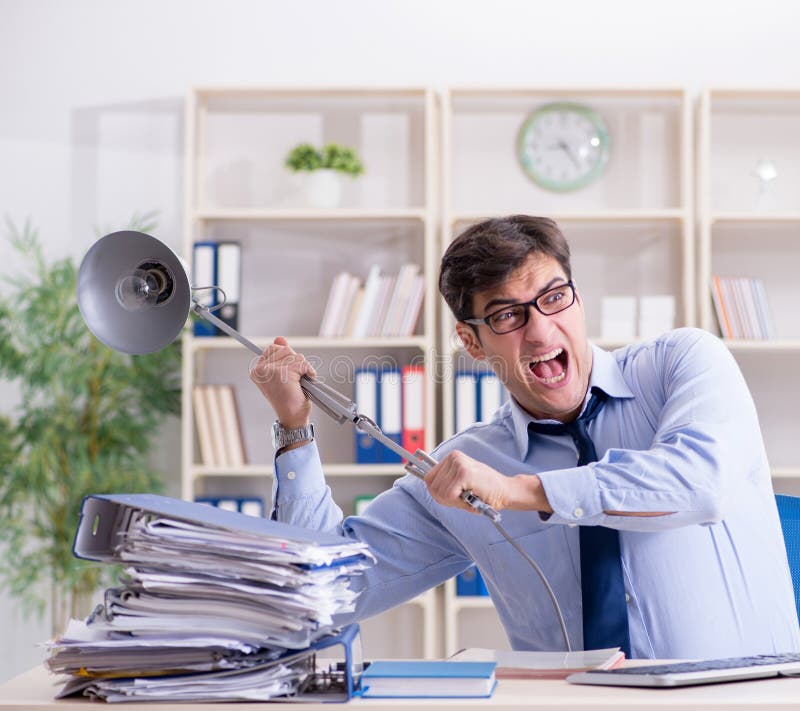 Angry Businessman Frustrated with Too Much Work Stock Image - Image of ...