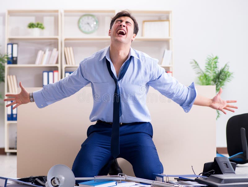 Angry Businessman Frustrated with Too Much Work Stock Image - Image of ...