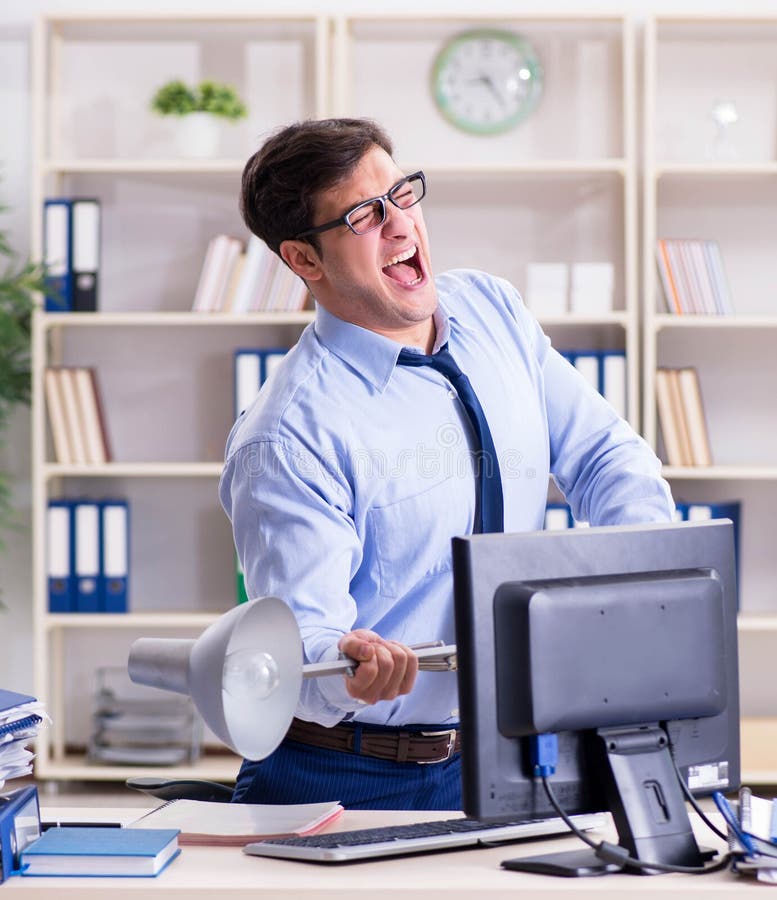 Angry Businessman Frustrated with Too Much Work Stock Photo - Image of ...