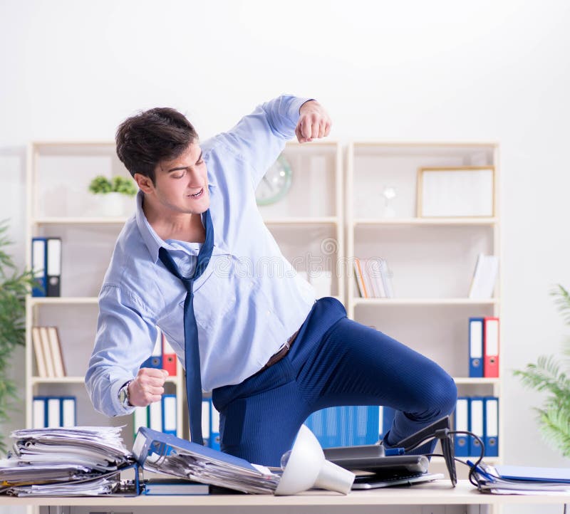 Angry Businessman Frustrated with Too Much Work Stock Photo - Image of ...