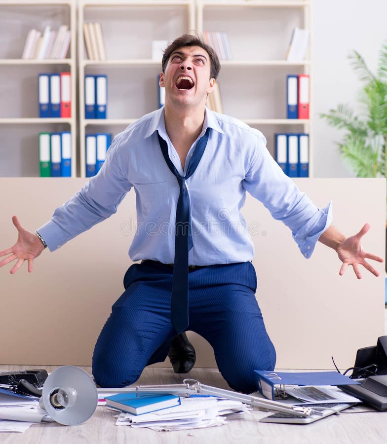 Angry Businessman Frustrated with Too Much Work Stock Photo - Image of ...