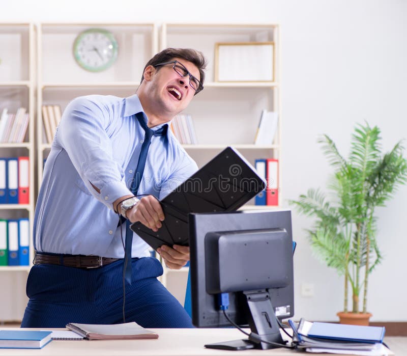 Angry Businessman Frustrated with Too Much Work Stock Image - Image of ...