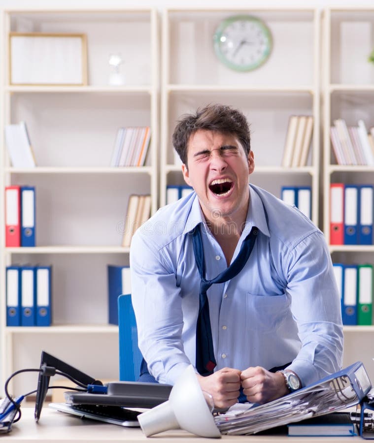 Angry Businessman Frustrated with Too Much Work Stock Image - Image of depressed, frustrated ...
