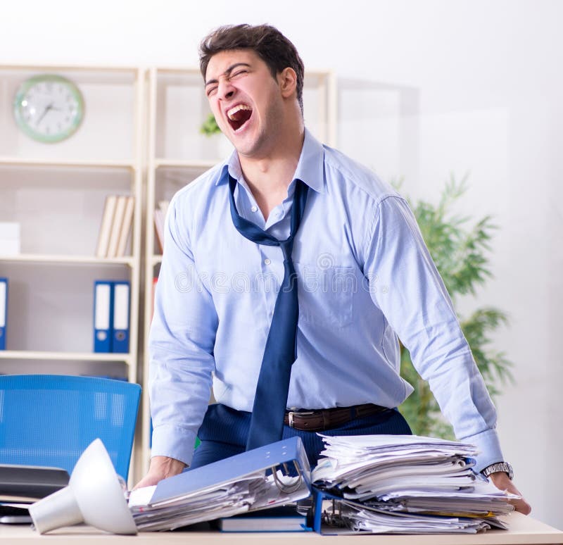 Angry Businessman Frustrated with Too Much Work Stock Image - Image of ...