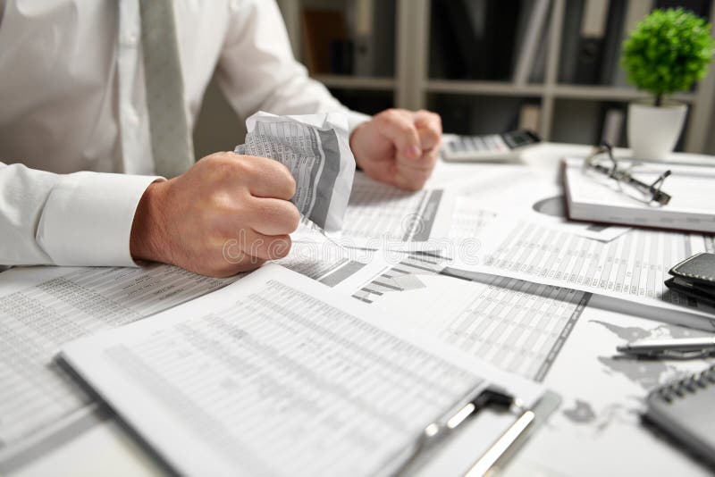 Angry Businessman Has Stress and Troubles with Bad Reports, he Breaks ...