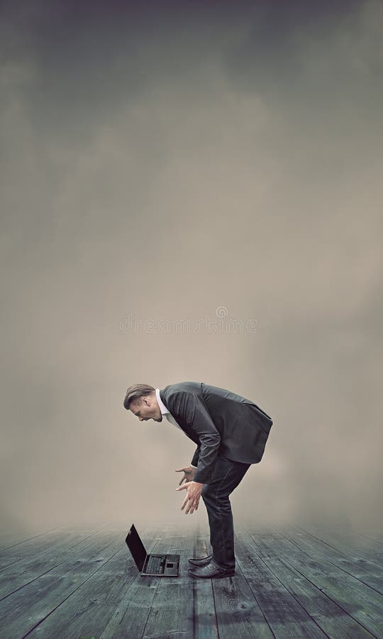Angry Businessman and His Laptop Stock Photo - Image of plans, anger ...