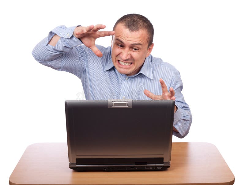Angry Businessman Smashing His Laptop Stock Photo - Image of people ...