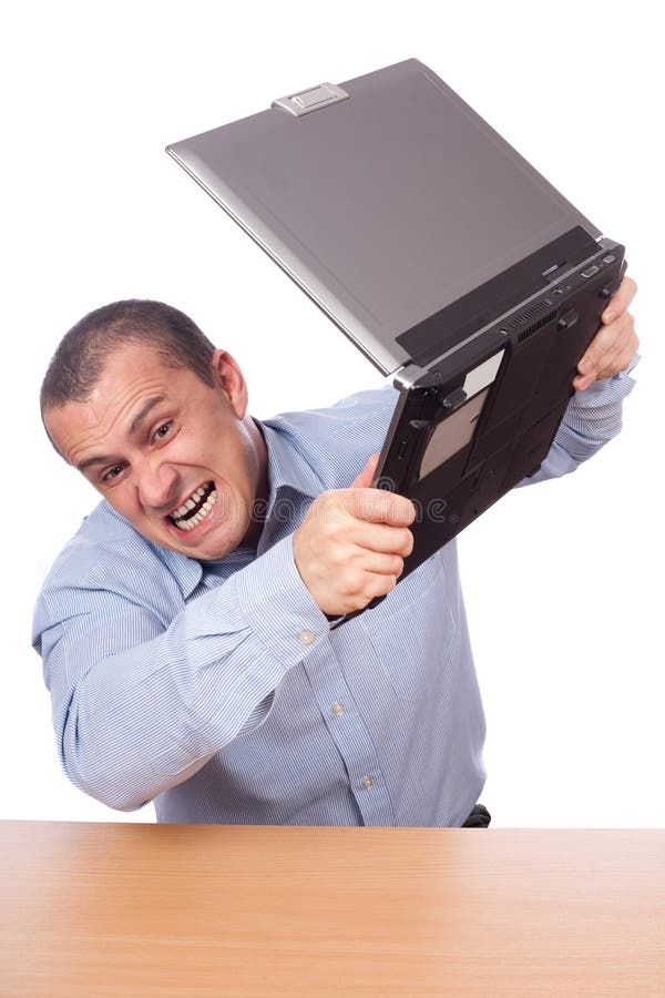 Frustrated Computer Operator Stock Image - Image of isolated, person ...