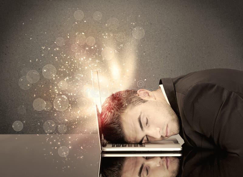 Angry Businessman with Lights and Keyboard Stock Image - Image of ...