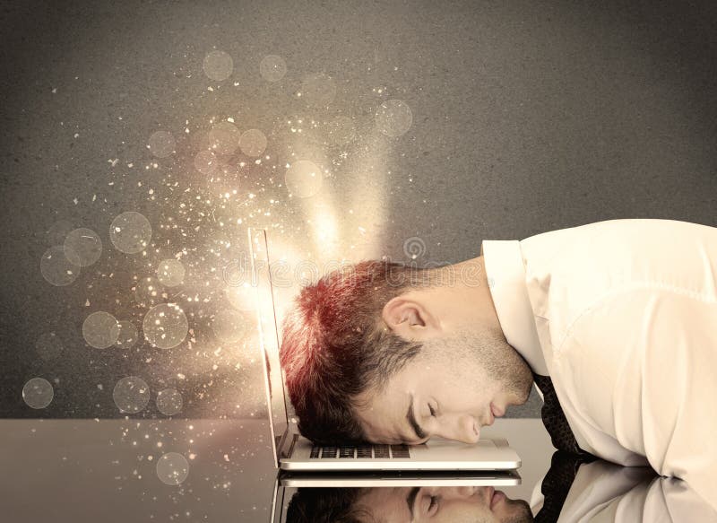 Angry Businessman with Lights and Keyboard Stock Image - Image of ...