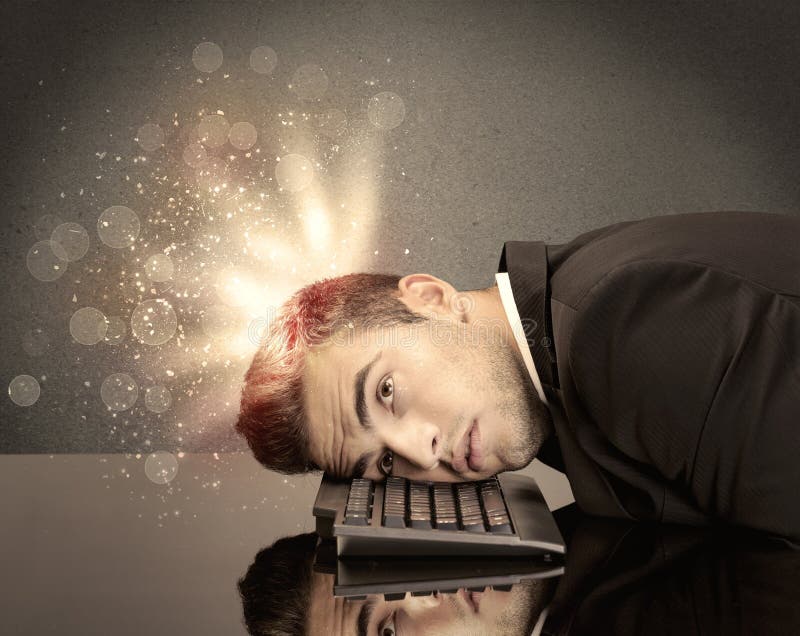 Angry Businessman with Lights and Keyboard Stock Image - Image of adult ...