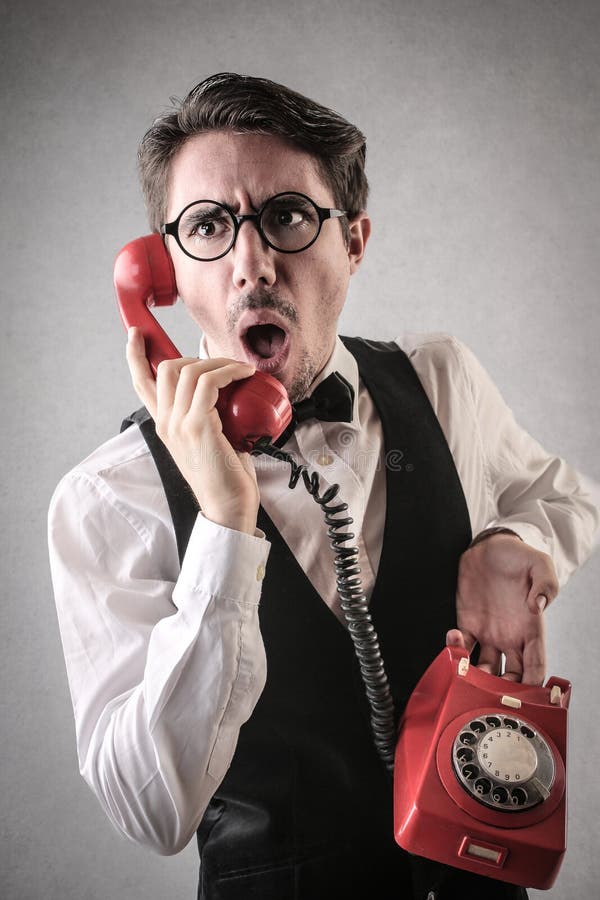 Angry Businessman at the Phone Stock Photo - Image of face, telephone ...