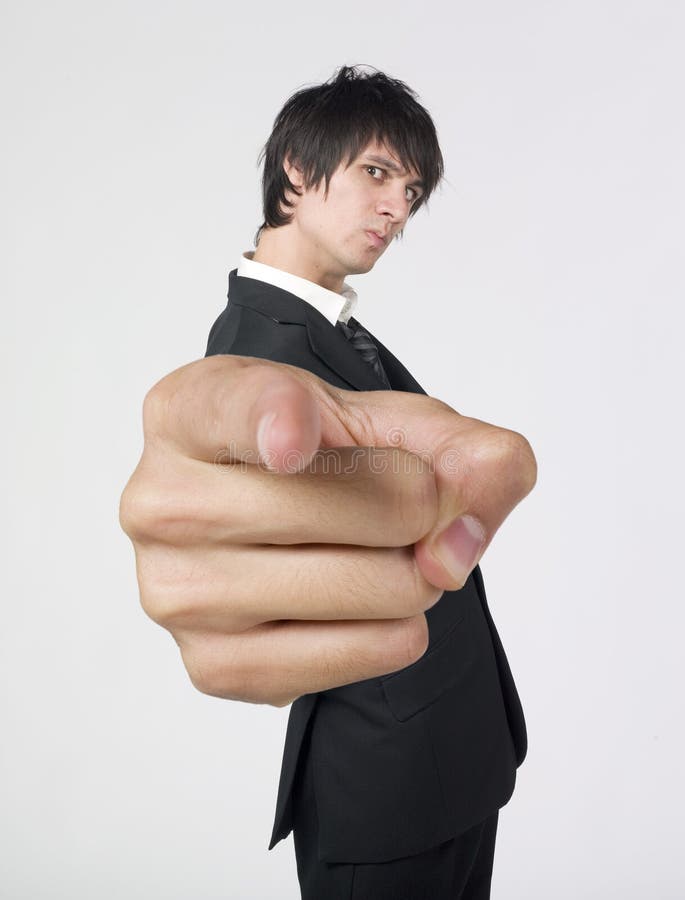 Angry Businessman Pointing Big Finger Stock Image - Image of expressive ...