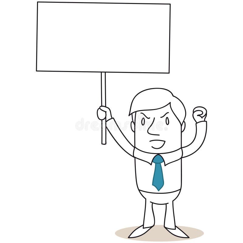 Protesting Cartoon Stick Figures Holding Up Signs Saying on STRIKE ...