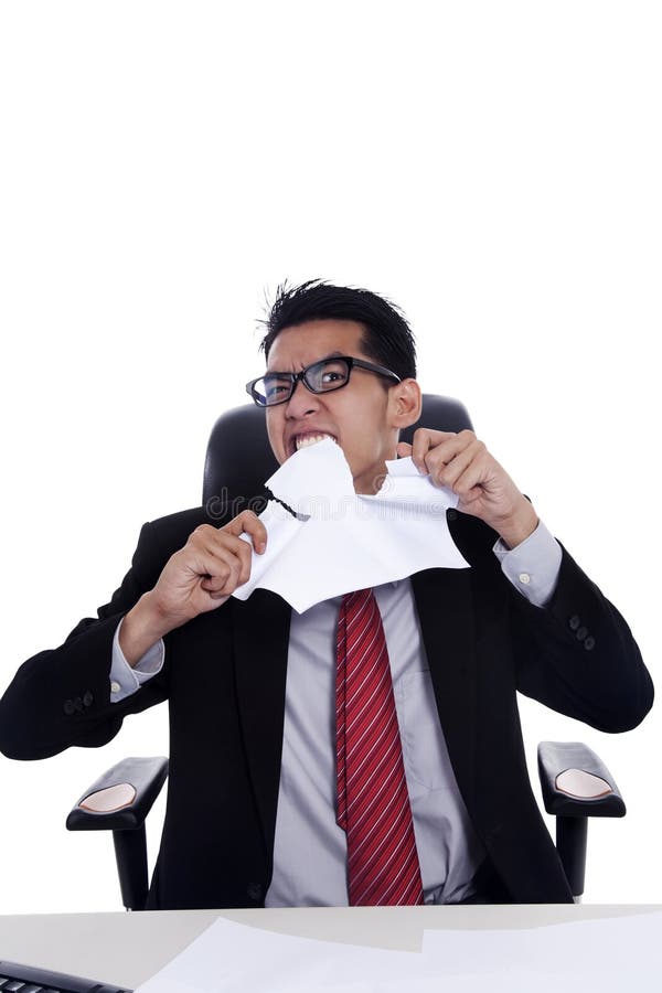 Angry Businessman Ripping a Paper Stock Image - Image of disappointed ...