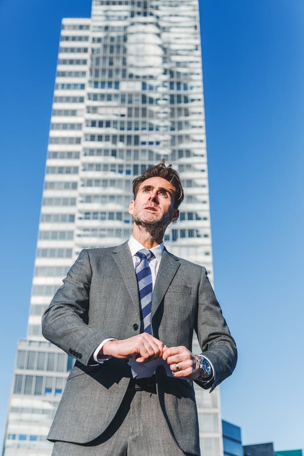 Angry Businessman Rips Documents in Pieces Stock Image - Image of ...