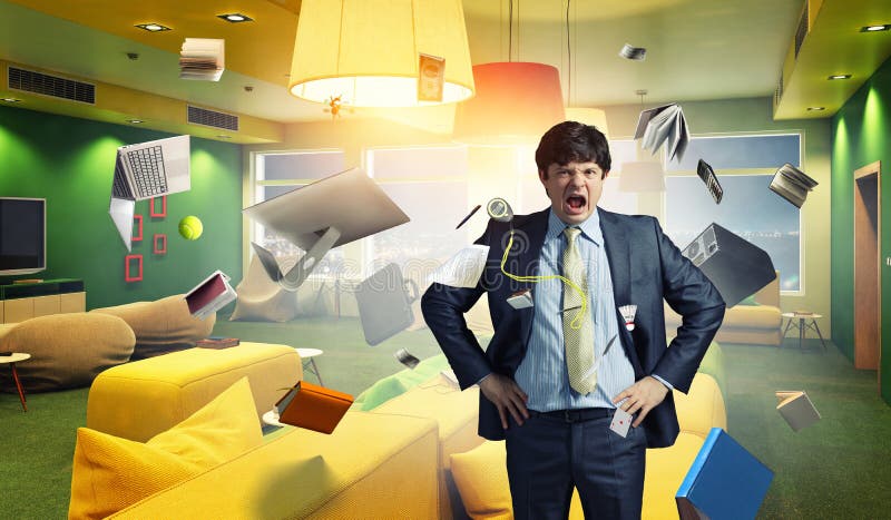 Angry Businessman Shouting . Mixed Media Stock Photo - Image of ...