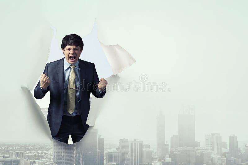 Angry Businessman Shouting . Mixed Media Stock Image - Image of ...