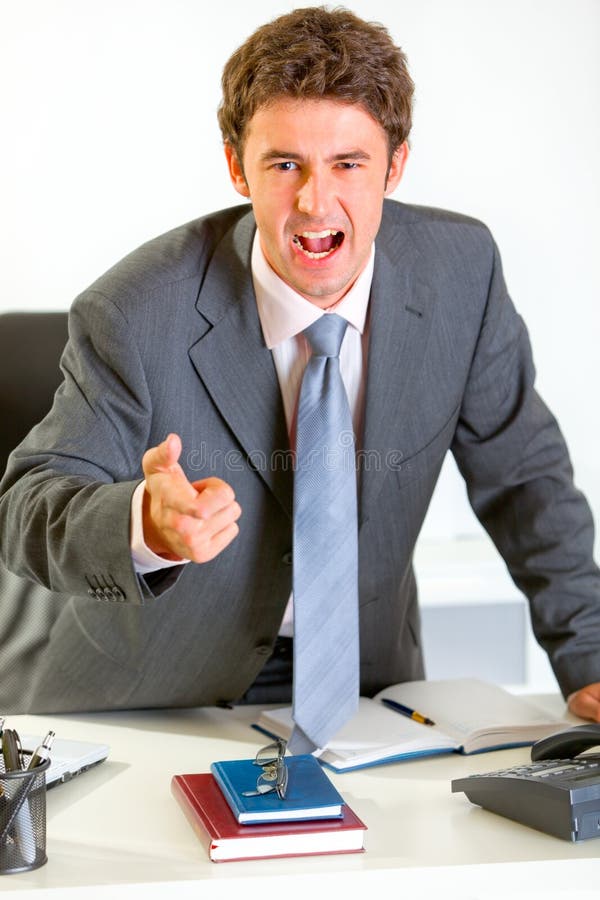 Angry Businessman Shouting and Pointing on You Stock Image - Image of ...